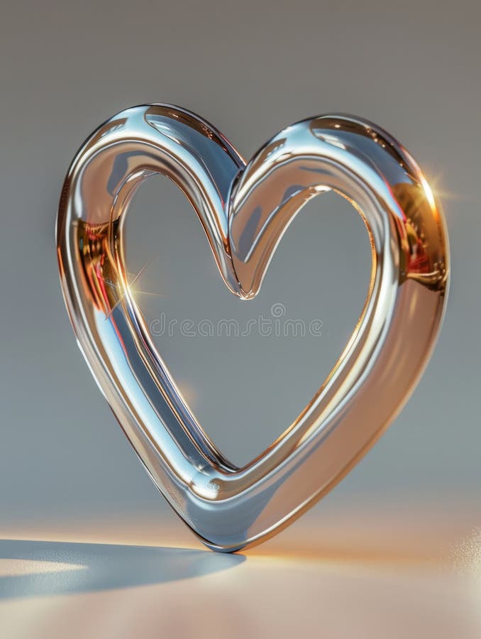 Metallic Heart Sculpture with Shiny, Reflective Surface. Stock Photo ...