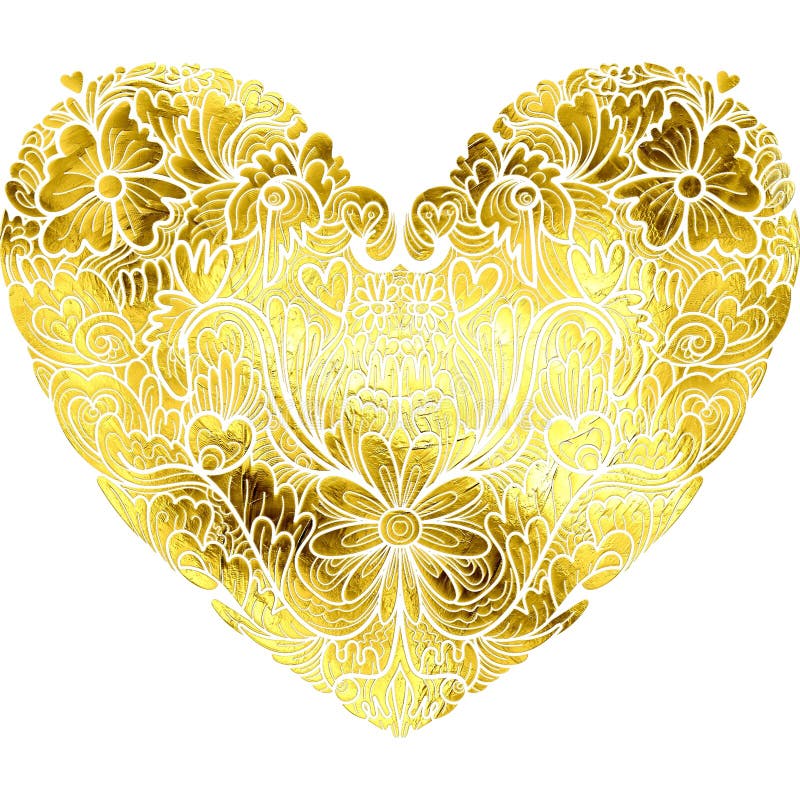 Metallic Heart-Shaped Digital Painting Stock Image - Illustration of ...