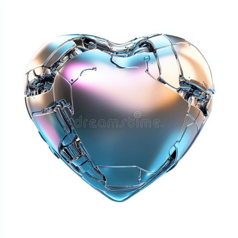 A Metallic Heart-shaped Object with a Futuristic Design, Symbolizing ...