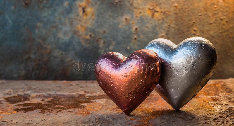 Metallic heart symbols stock illustration. Illustration of pair - 313638584