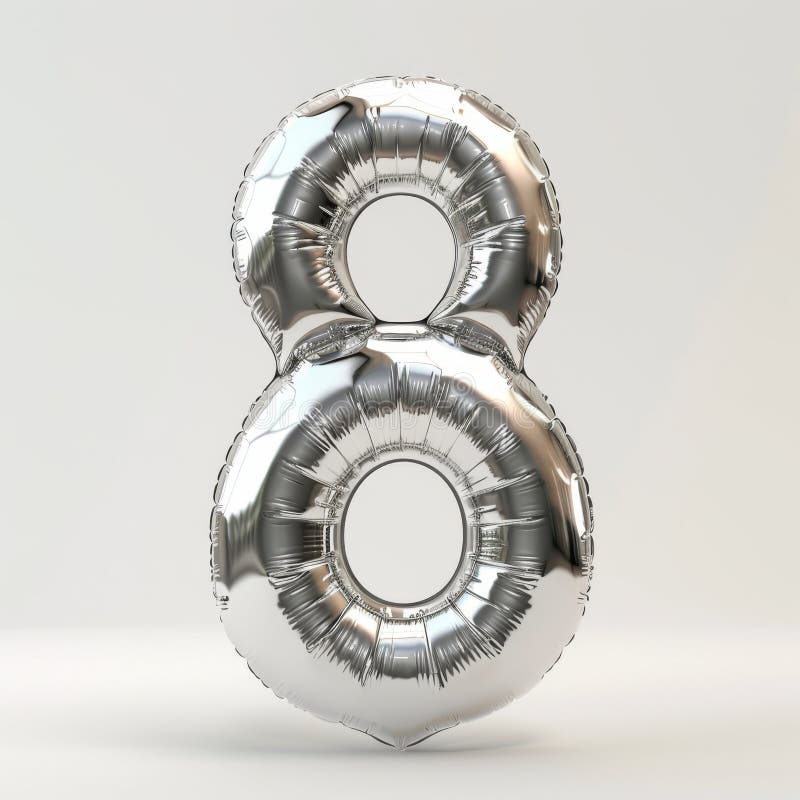 Metallic Helium Balloon in Shape of Number Eight on Isolated Background ...