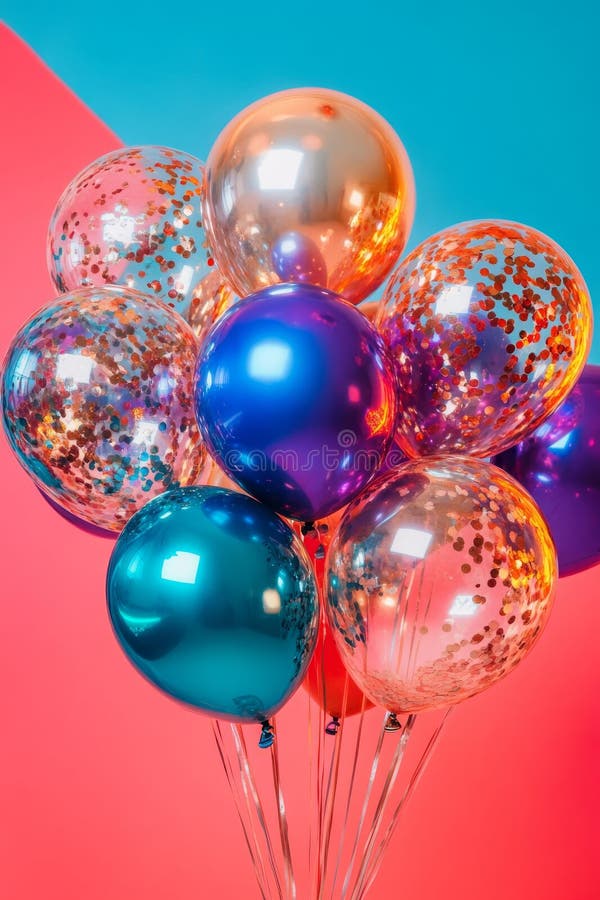Metallic Helium Balloons, Generative AI, Stock Illustration ...