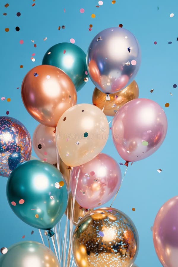 Metallic Helium Balloons, Generative AI, Stock Illustration ...