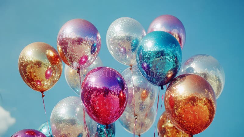 Metallic Helium Balloons, Generative AI, Stock Illustration ...