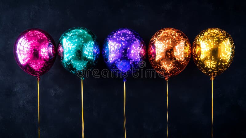 Metallic Helium Balloons, Generative AI, Stock Illustration ...