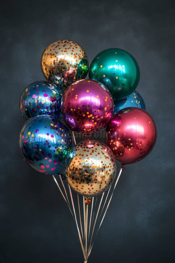 Metallic Helium Balloons, Generative AI, Stock Illustration ...