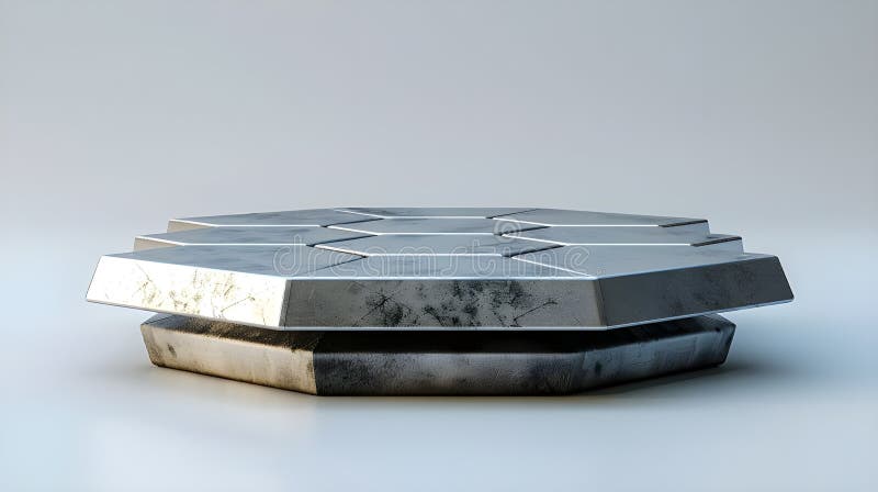 A Metallic Hexagonal Object with a Layered, Industrial Design. Stock ...