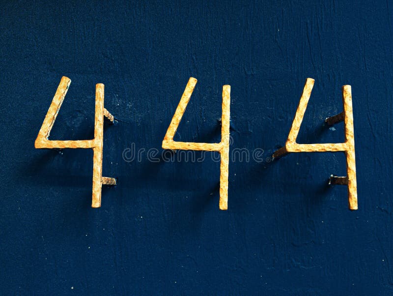 Metallic House Address Number 4 4 4 Stock Photo - Image of metallic ...