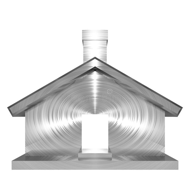 Metallic House Object on White Background Stock Illustration ...