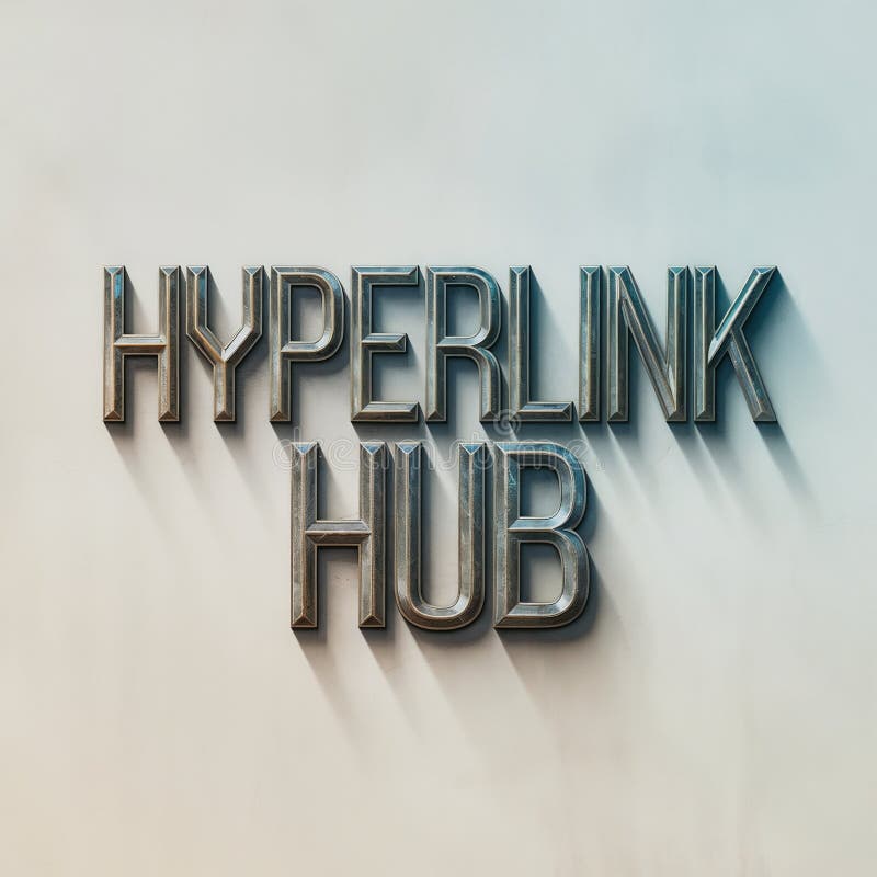 Metallic Hyperlink Hub Sign on Light Colored Wall with Shadows Stock ...