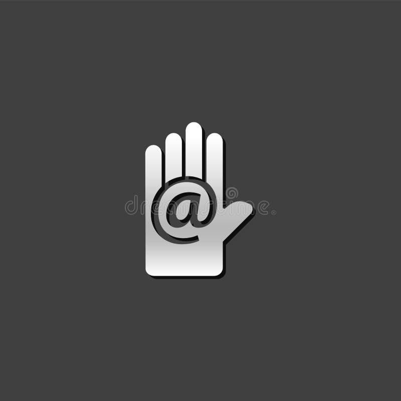 Metallic Icon - Contact us stock vector. Illustration of palm - 194444821