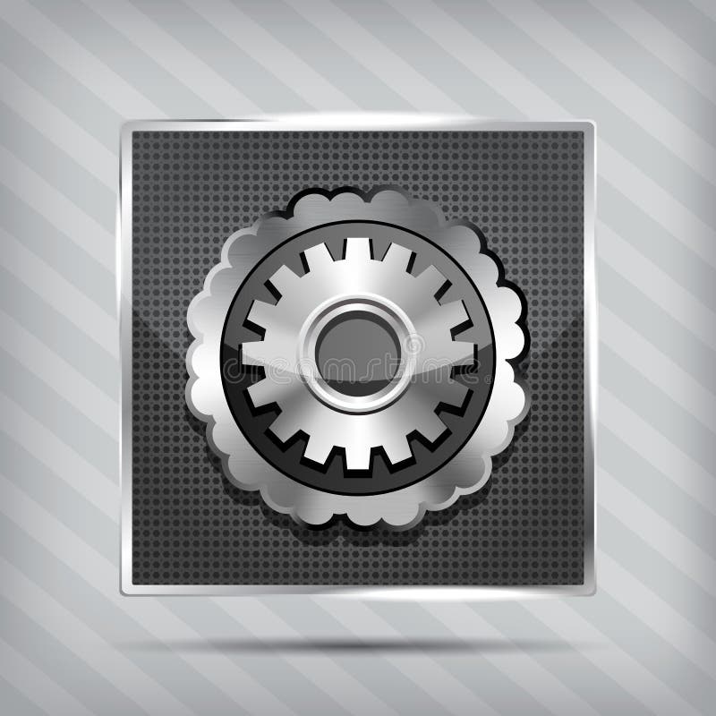Metallic icon with gear stock vector. Illustration of engineering ...