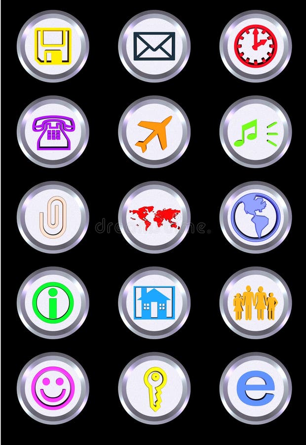 3d metallic icons stock illustration. Illustration of design - 36471729