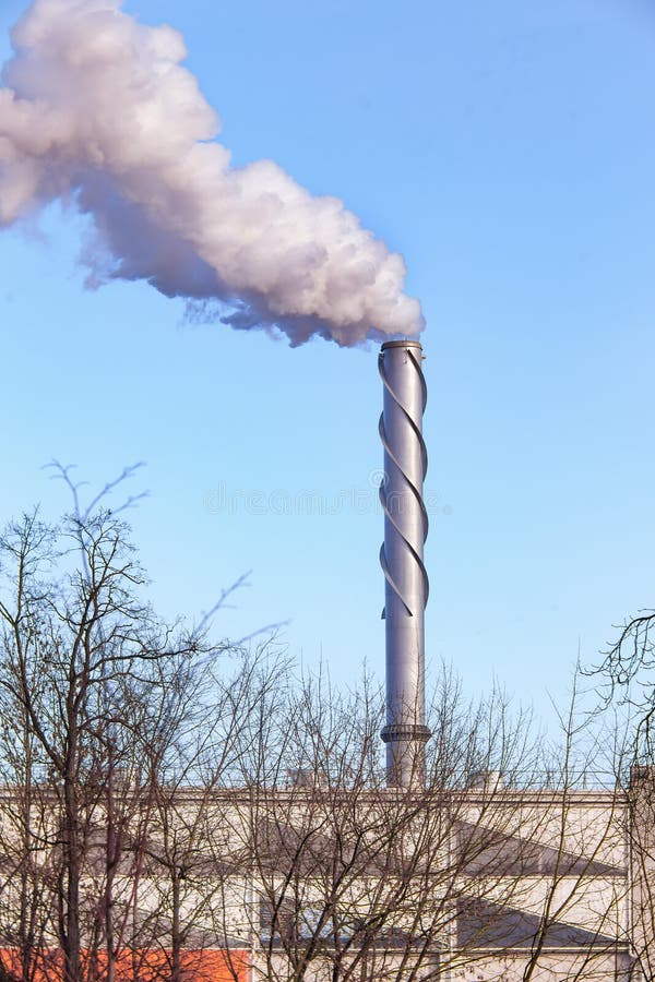 Metallic Industrial Chimney and a Rainbow Smoke Stock Photo - Image of ...