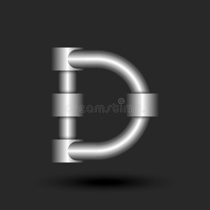Metallic Industrial Style Letter D Logo with a Modern Pipe Structure ...