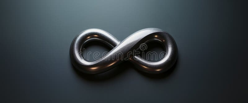 Metallic Infinity Symbol with Smooth Finish on Gray Background, Eternal ...
