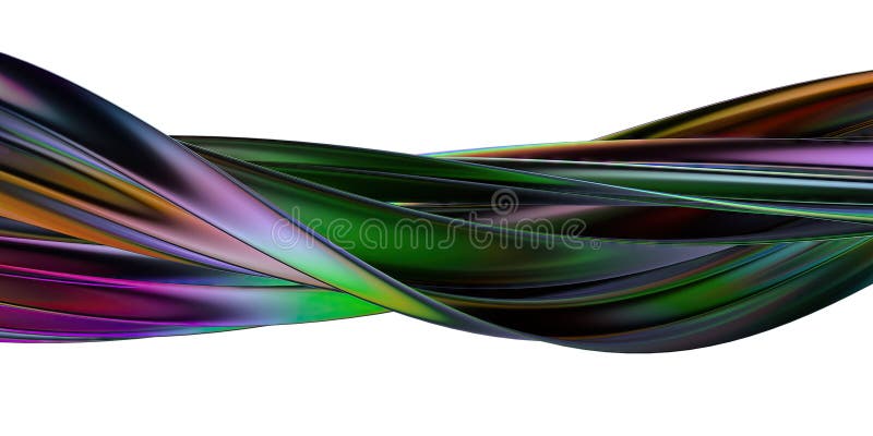 Metallic Iridescent Organic Thin Metal Curve Isolated Abstract Dramatic ...