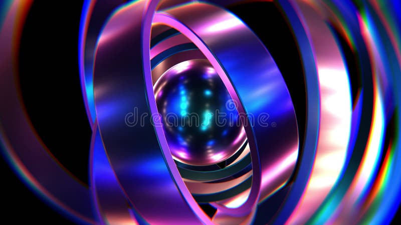 Metallic Solid Rings Rotating Around the Core As Background Looping 3D ...