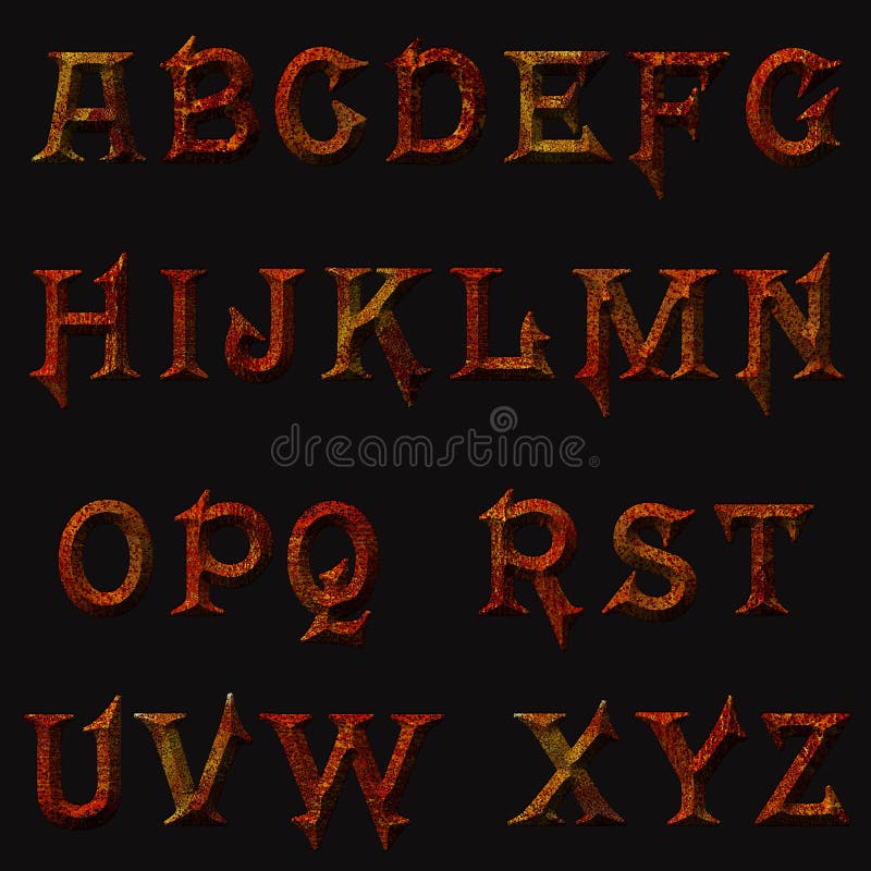 Iron Rusty Letters, Metal Vermilion Rust Alphabet Stock Illustration ...