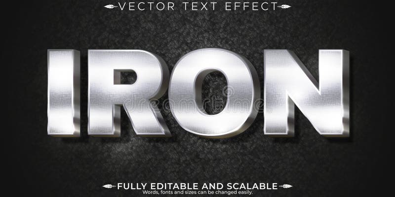 Metallic Iron Text Effect, Editable Shiny and Elegant Text Style Stock ...
