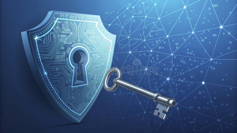 Metallic Key Opening Circuit Embedded Shield, Revealing Digital ...