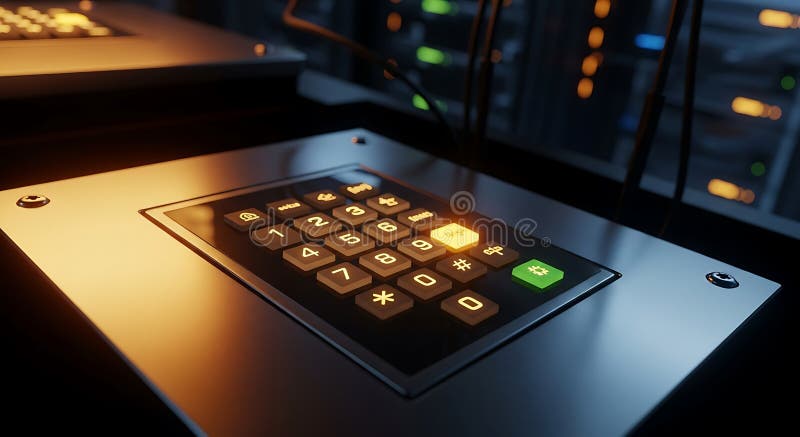 A Metallic Keypad with Illuminated Buttons is Shown, Showcasing a ...