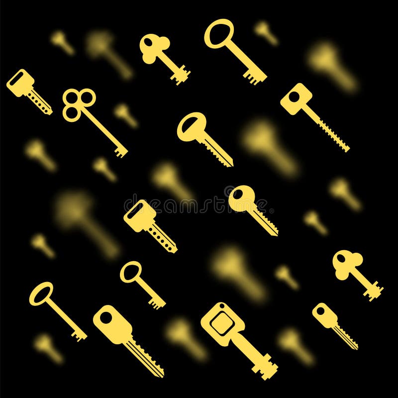 Metallic Keys Isolated. Yellow Key Pattern Stock Illustration ...