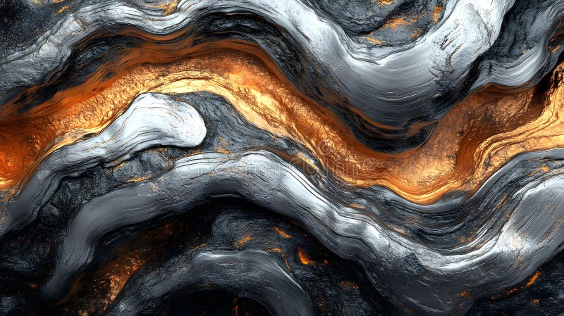 Metallic Lava Flow Abstract Generative Ai Stock Illustration ...