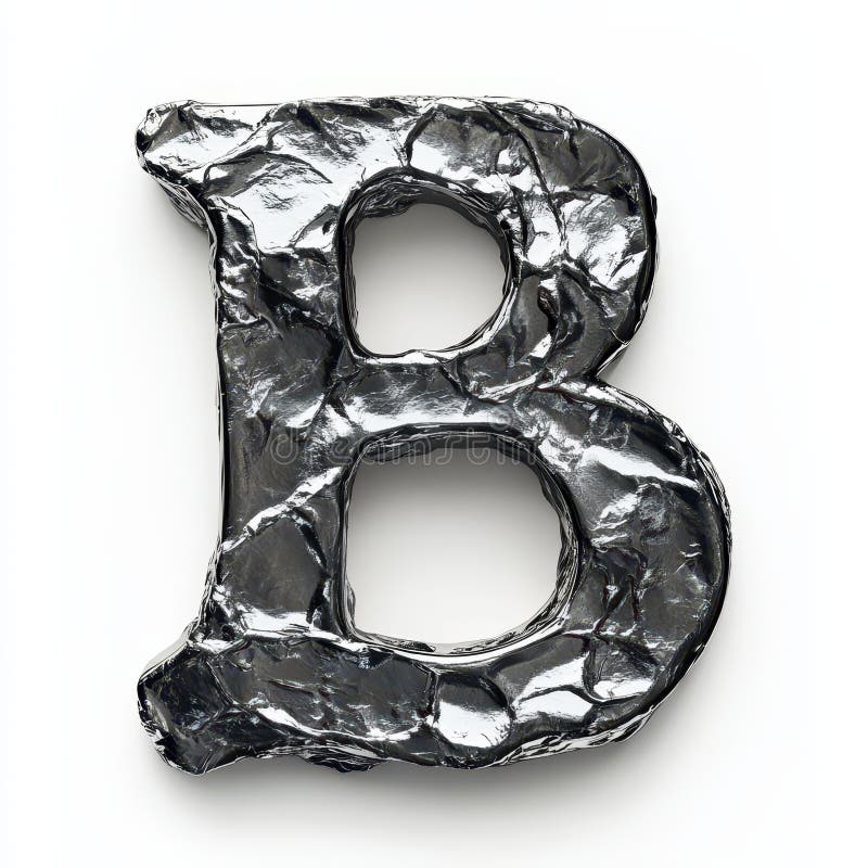 A Metallic Letter B with a Crumpled Texture, Emphasizing a Modern ...