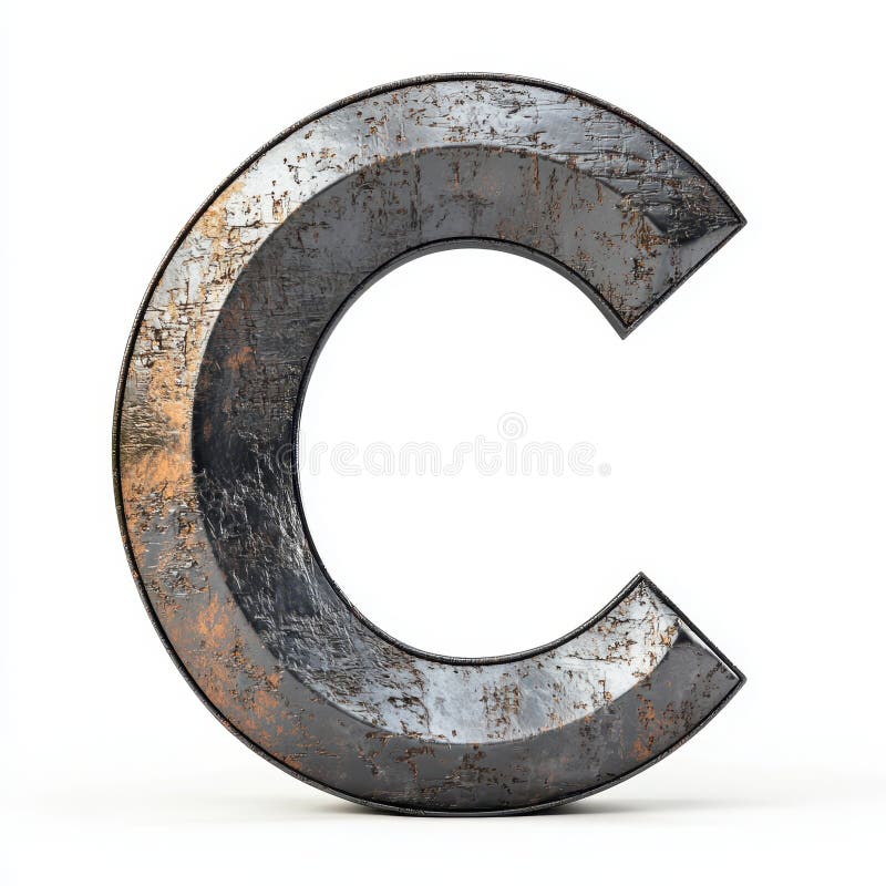A Metallic Letter "C" with a Rusty Texture, Suitable for Design or ...