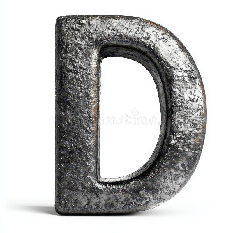 A Metallic Letter "D" with a Textured Surface, Showcasing a Solid and ...