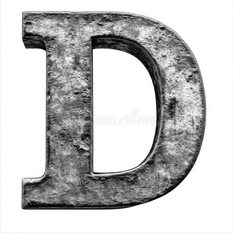 A Metallic Letter "D" with a Textured Surface on a White Background ...