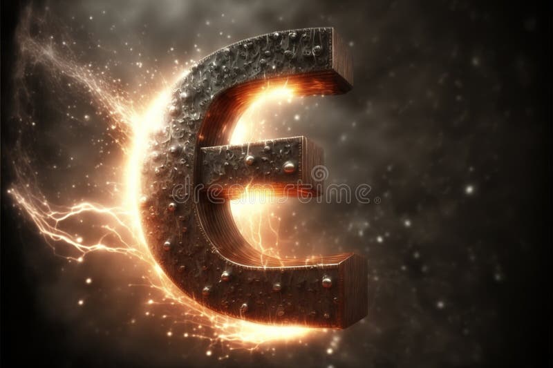 Metallic Letter E with Electric Sparkles and Lighning Bolts Effect ...