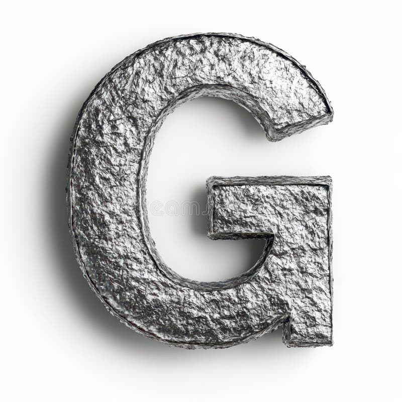 A Metallic Letter "G" with a Textured Surface and Shadow Effect Stock ...