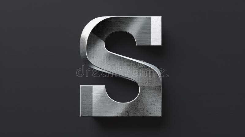 A Metallic Letter S Against a Dark, Matte Black Backdrop Stock Image ...