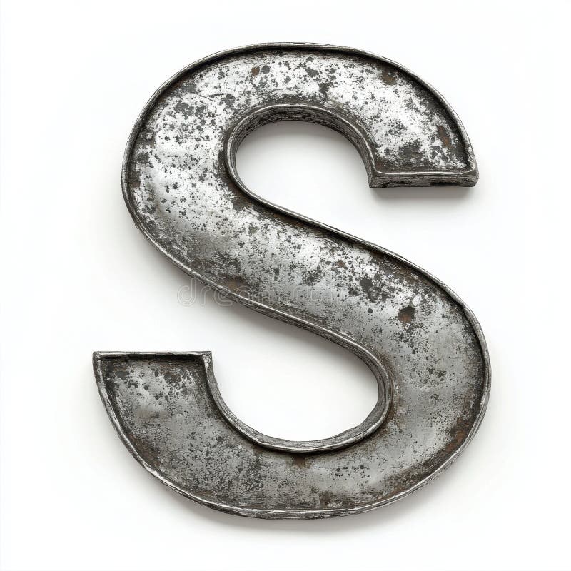 A Metallic Letter "S" with a Weathered Texture, Suitable for Decorative ...