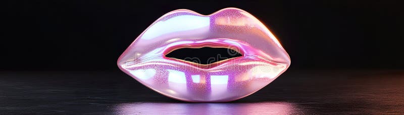Metallic Lips Float Elegantly in a Dark Space, Showcasing a Polished ...