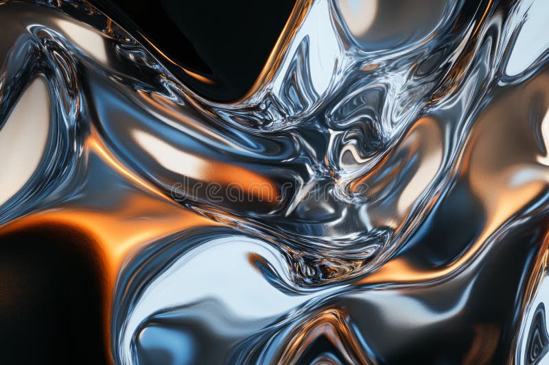 Metallic Liquid Abstract Surface with Ripple Effect. AI Generated Stock ...