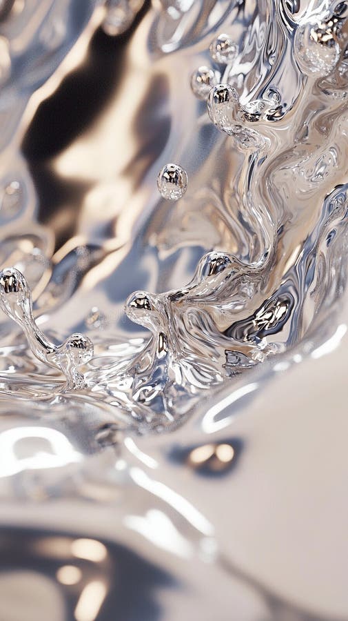 Metallic Liquid Splash with Swirling Patterns and Reflective Textures ...