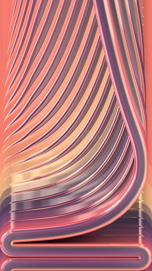 Metallic Liquid Squiggly Flow of Thin Neon Colored Lines. Orthographic ...