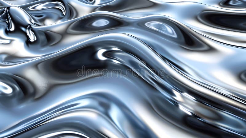 Metallic Liquid Surface, Dynamic Flow, Glossy Finish Stock Photo ...