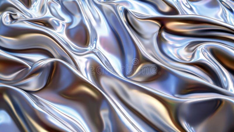Shimmering Metallic Liquid with Flowing Curves, Generative Ai Stock ...