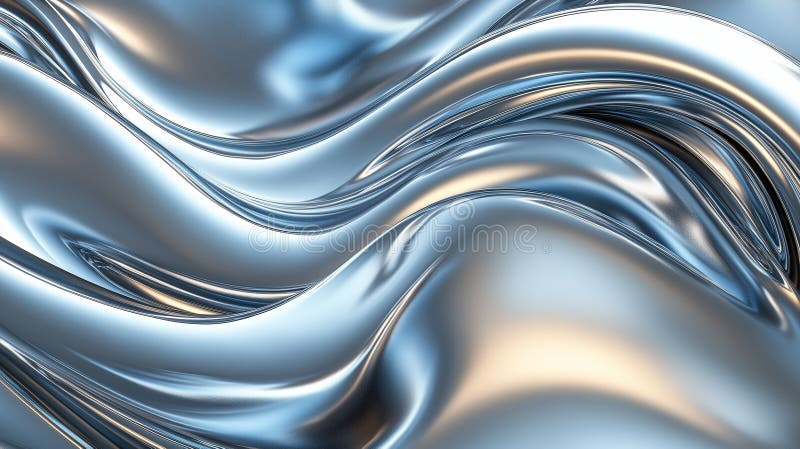 Metallic Liquid Texture with Smooth, Wavy Reflections and Silver Tones ...