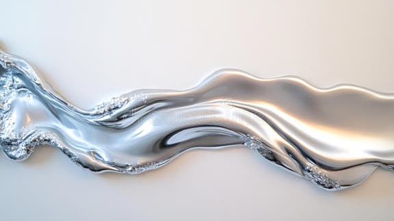Metallic Liquid Waves Dripping Down a White Isolated Surface Glossy and ...