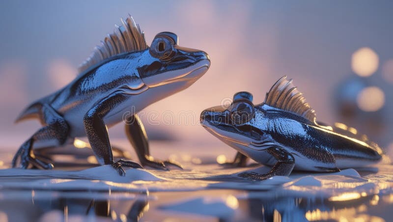 Metallic Lizard Duo stock illustration. Illustration of futuristic ...