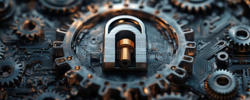 Metallic Lock Framed by Intricate Gears and Joints Showcasing ...