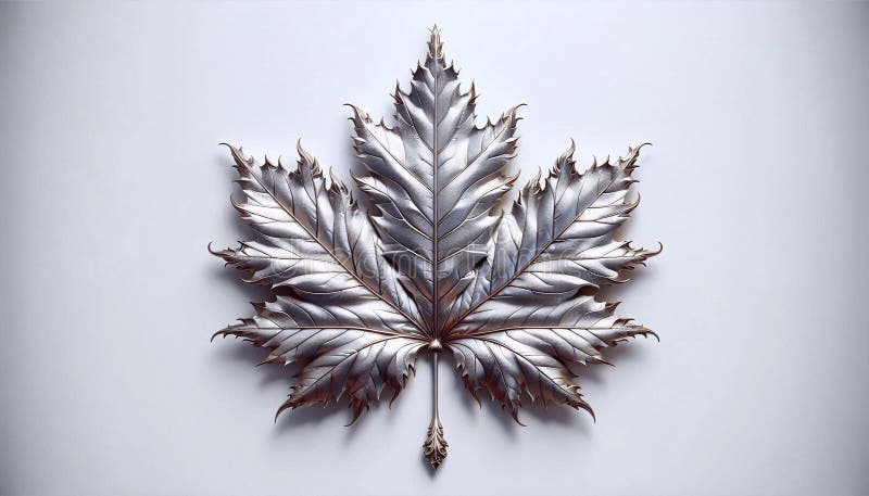 Metallic-looking Maple Leaf with Intricate Details and Textures Against ...