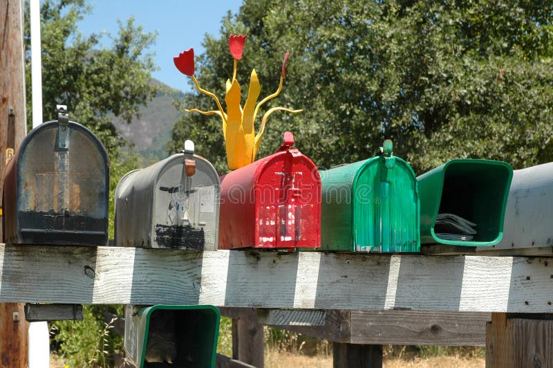 A Row of Metallic U.S. Mailboxes Stock Photo - Image of office, yard ...