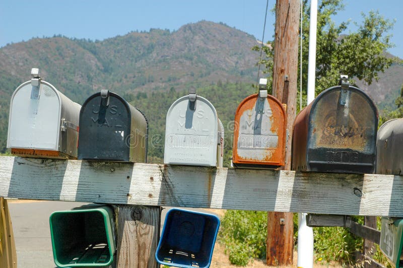 A Row of Metallic U.S. Mailboxes Stock Photo - Image of country, home ...