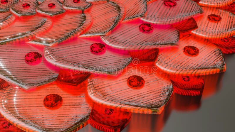 Metallic Mandala Pattern with Red Glow. Abstract Three-dimensional ...